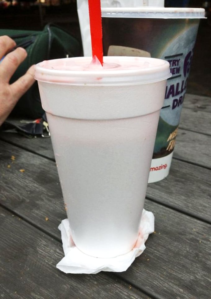 That strawberry shake isn't just a drink&mdash;it's dessert in disguise, wearing a straw like a fancy hat at the Kentucky Derby of dairy treats.