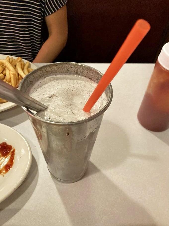 The milkshake so thick it defies gravity. That metal mixing cup on the side? That's what we call a bonus round.