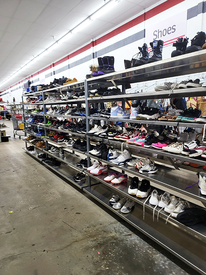 Shoe heaven or footwear museum? Either way, these racks hold everything from barely-worn designer finds to those perfect broken-in boots you've been seeking.