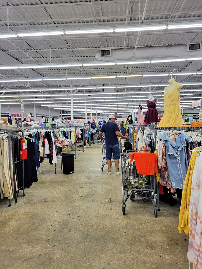 Denim democracy in action &ndash; jeans of every era, wash, and waistline stand at attention, ready to find new legs to hug in their second chapter. 