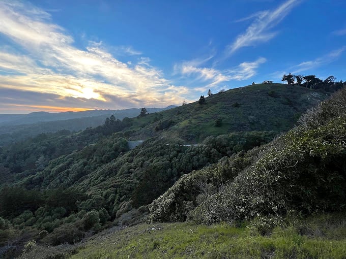 Morning light spills over Mount Tamalpais, creating the kind of view that makes even non-morning people admit that sometimes, sunrise is worth it.