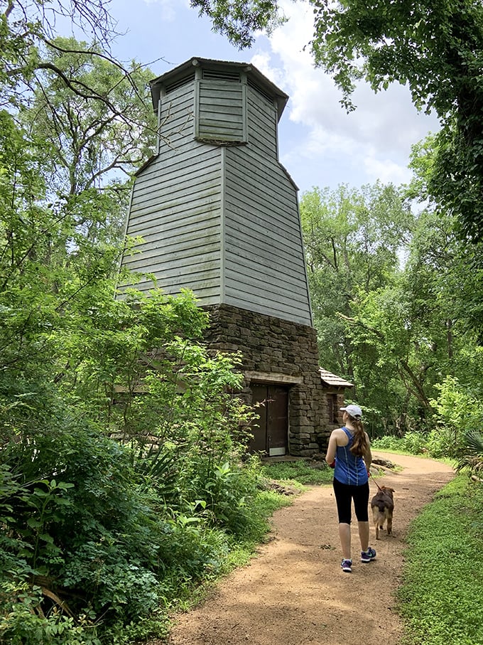 The historic water tower stands as a testament to CCC craftsmanship&mdash;architectural showing-off from an era when buildings were made to outlast their builders.