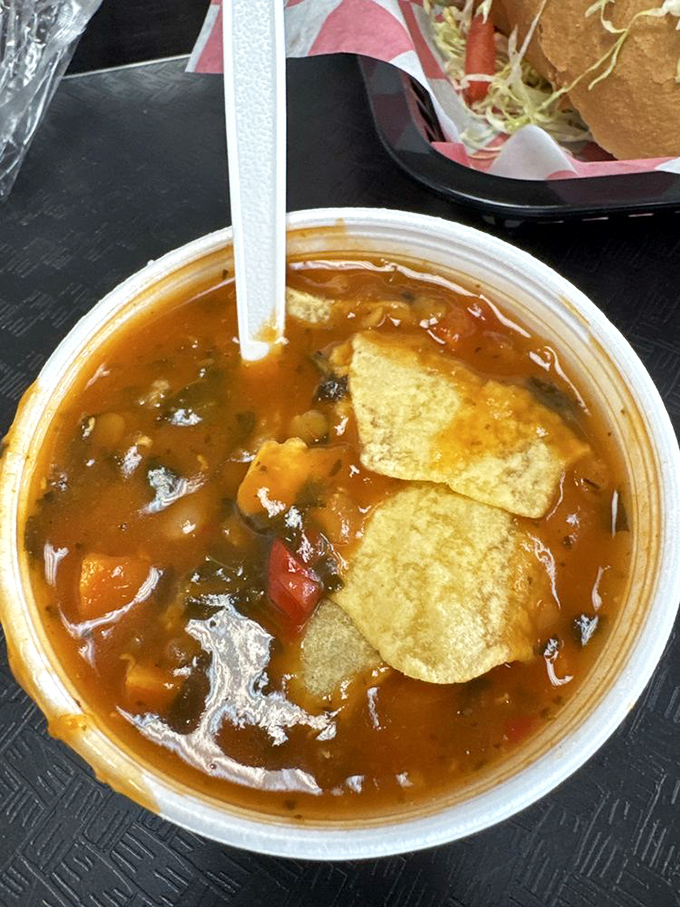 Soup that looks like someone's grandmother made it with love. Those tortilla chips aren't garnish&mdash;they're edible spoons for the ambitious.
