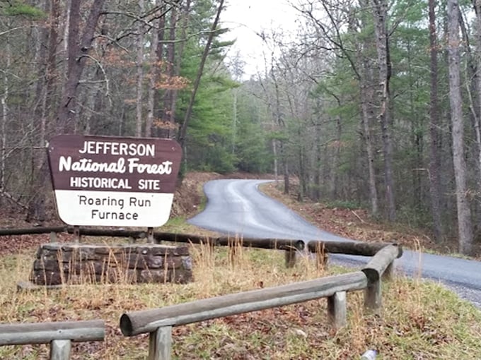 The entrance sign promises both history and nature—Jefferson would be proud of this particular piece of his namesake forest.