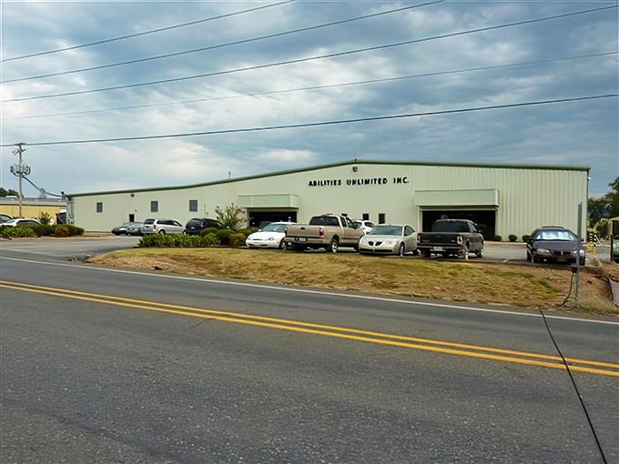 Abilities Unlimited's warehouse-sized building hints at the massive inventory waiting for bargain hunters inside.