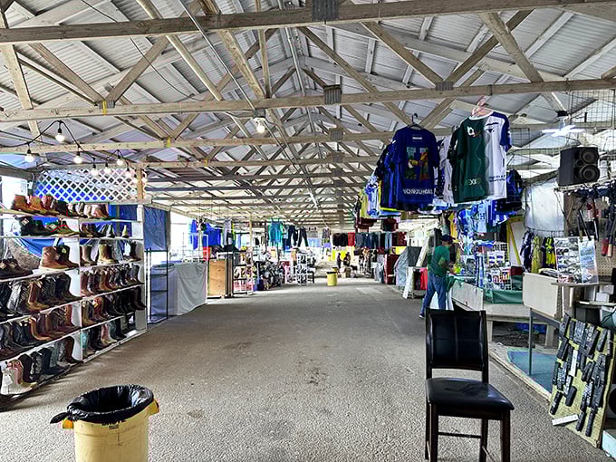 Soccer jerseys galore! Austin Country Flea Market is a sports fan's dream where team loyalties hang from the rafters like championship banners.