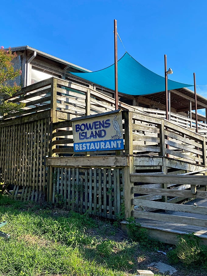 Bowens Island Restaurant emerges from the marsh grass like a weathered seafood sanctuary.