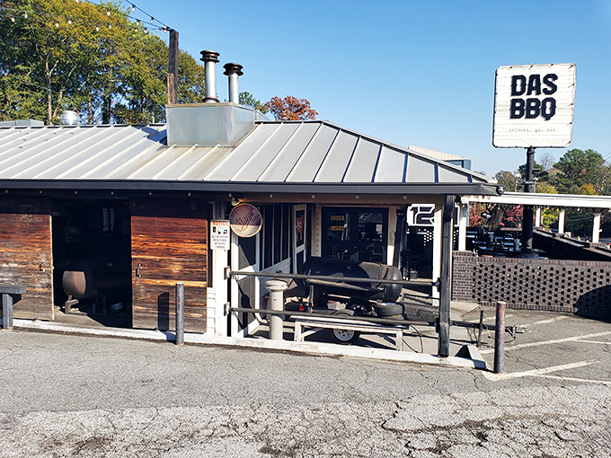 Southern Soul's license plate-covered walls tell the story of barbecue pilgrims from across America. Each plate represents a satisfied customer.