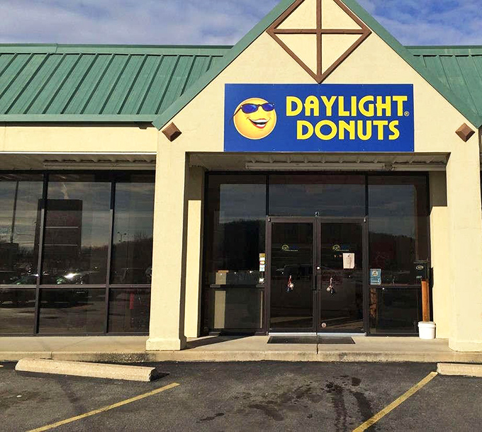 Daylight Donuts' sunglasses-wearing mascot perfectly captures the confidence of a shop that knows exactly how good their donuts are.