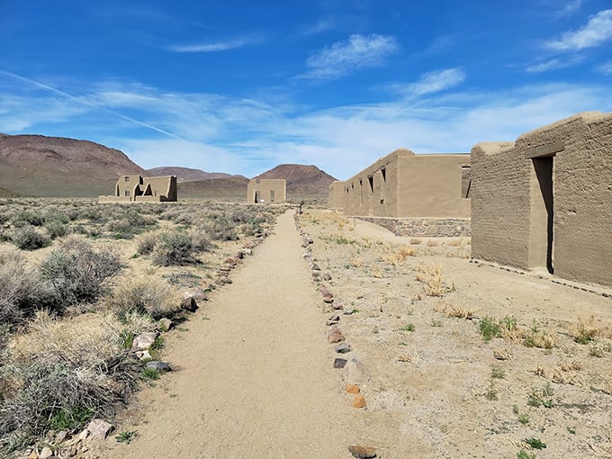 Fort Churchill's adobe ruins bake under the Nevada sun, whispering stories of frontier life to anyone patient enough to listen.