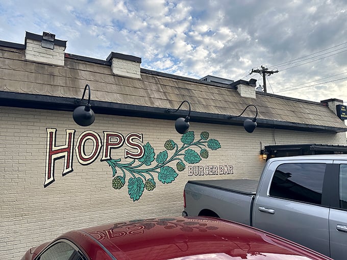 Hops Burger Bar's unassuming exterior hides craft beer wisdom and burger brilliance inside those brick walls.