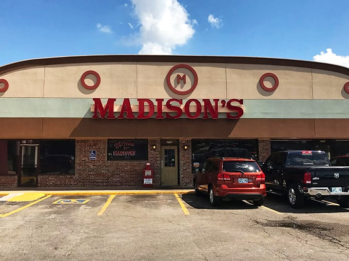 Madison's distinctive round building with its bold red sign stands out like a comfort food UFO that landed in Del City.