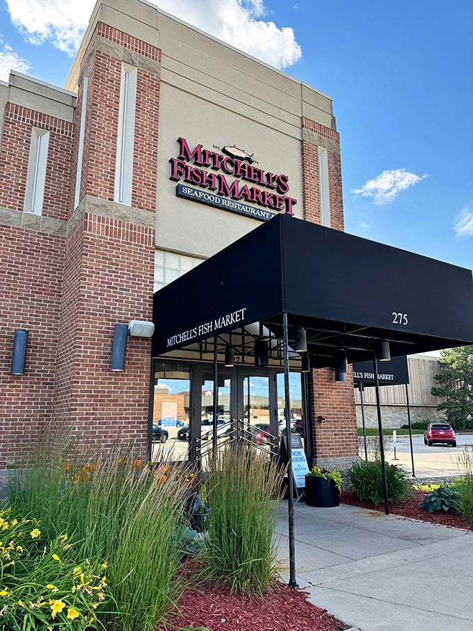 Mitchell's Fish Market: Sleek brick facade with understated elegance&mdash;like a seafood version of James Bond. Sophisticated without being stuffy.