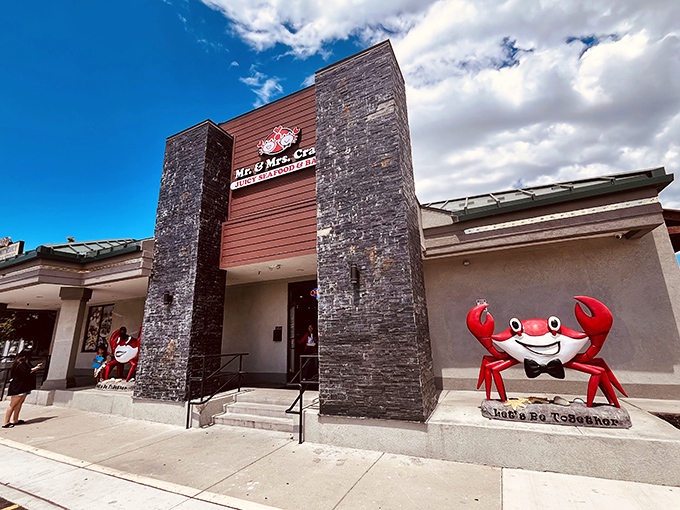 Mr. & Mrs. Crab's modern stone facade houses seafood feasts that would make Poseidon himself put on a bib and roll up his sleeves.