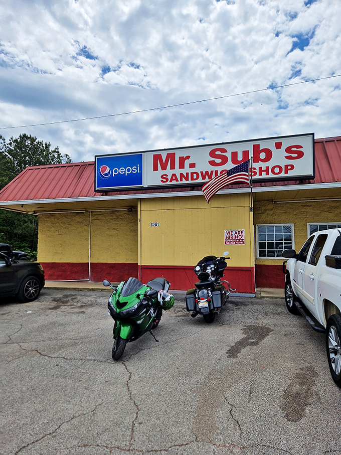 Mr. Sub's cheerful yellow and red exterior &ndash; like a sandwich lighthouse guiding hungry Jasper residents home.