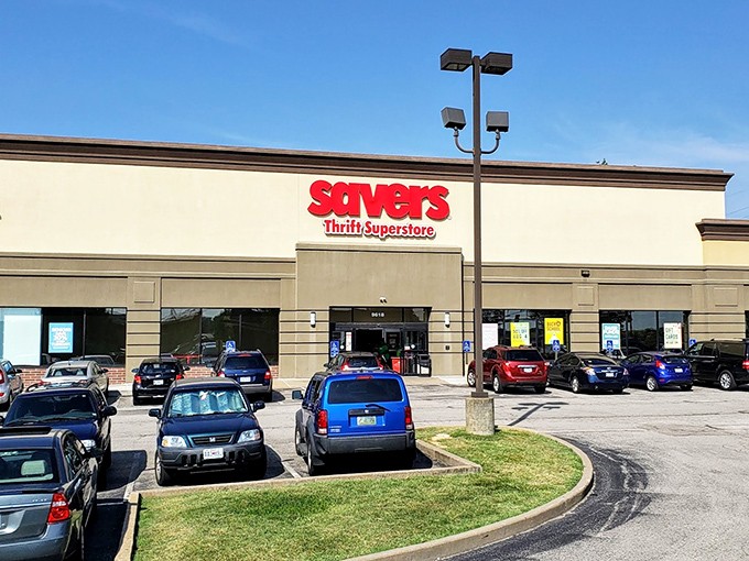 Savers' bold red sign stands out like a beacon for bargain hunters. The mothership has landed, and it's filled with treasures!