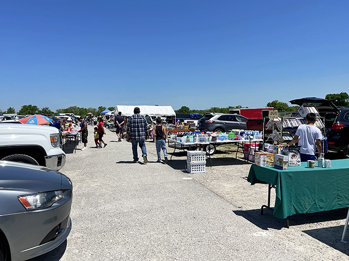 Sunshine and bargains! Shelby County Flea Market's outdoor setup turns shopping into a festive community gathering.