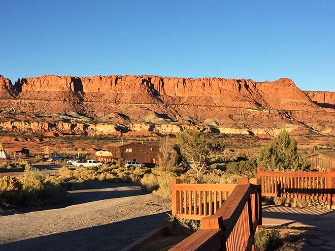 Torrey: Red rock formations that practically glow at sunset, making Torrey's tiny main street feel like the gateway to another world.