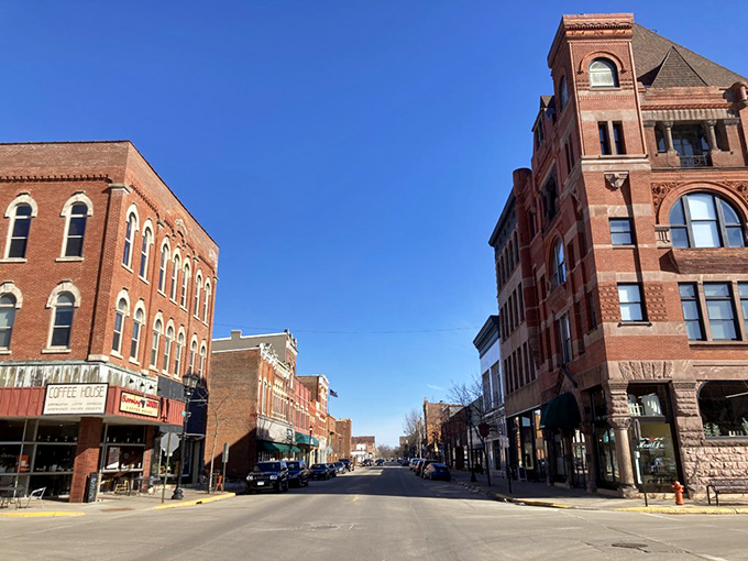 Winona's historic downtown is framed by that dramatic bluff, like Mother Nature decided the city needed its own theatrical backdrop.