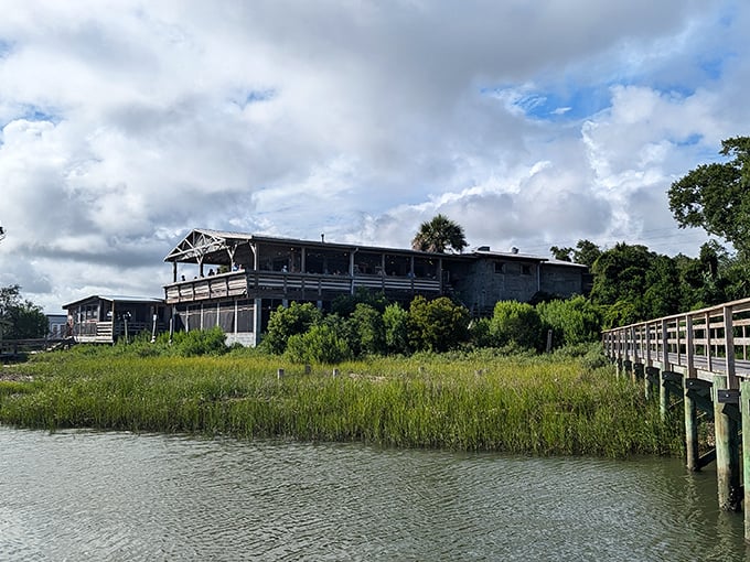 Nature's dining room! Bowens Island offers sunset marsh views that make the oysters taste even sweeter.