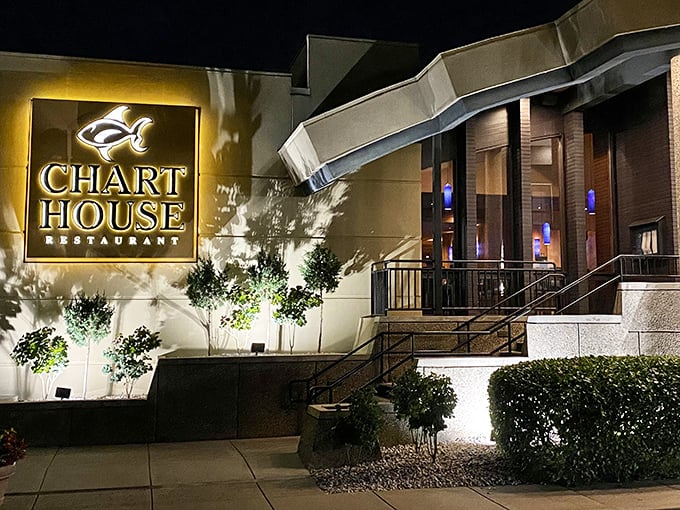 By night, Chart House glows like a culinary lighthouse - guiding hungry travelers to seafood excellence along the Ohio River.Add to Conversation