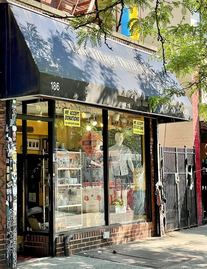 Sunlight streams through windows revealing carefully arranged racks&mdash;each item waiting for its starring role in someone's wardrobe revival.