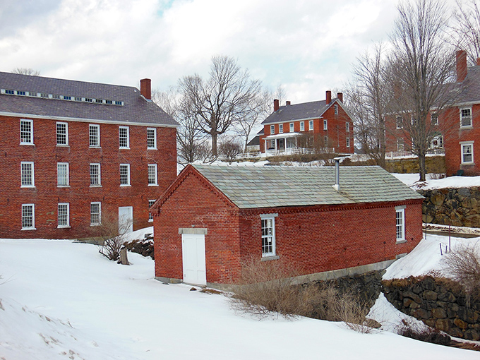 Historic mill buildings wearing autumn colors &ndash; proving that sometimes the most beautiful landmarks aren't on any tourist map.