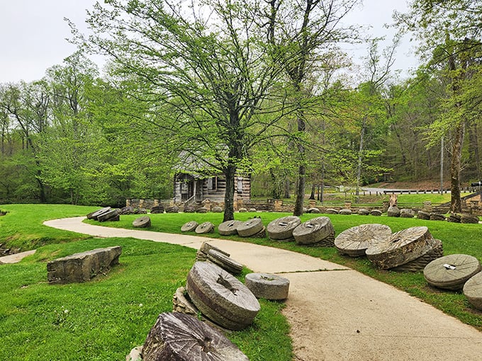 Pioneer history comes alive at Levi Jackson Park, where this rustic cabin whispers tales from Kentucky's frontier days.