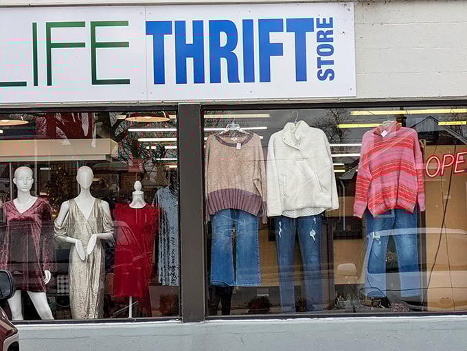 "Window shopping takes on new meaning! These mannequins showcase secondhand style that looks anything but second-best."