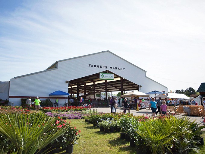 The gleaming metal exterior of Pee Dee State Farmers Market stands like a cathedral to fresh produce, where shopping feels both official and warmly personal.