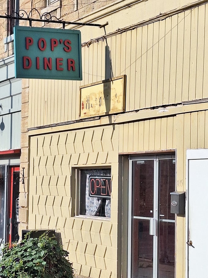 Pop's Diner: Yellow facade, vintage lettering&mdash;visual shorthand for "prepare to eat something that makes you close your eyes in bliss."
