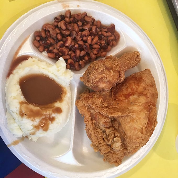 Two pieces of chicken, beans, and potatoes&mdash;proof that life's greatest pleasures don't require complicated math.