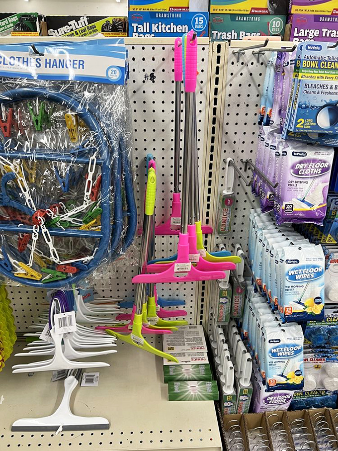 The cleaning tool aisle&mdash;where adulting dreams come true. Those neon-handled squeegees and mops might actually make household chores feel less like punishment.