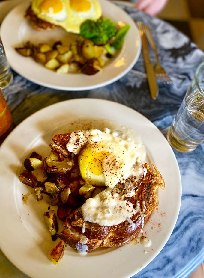 The Croque Monsieur with eggs isn't just breakfast&mdash;it's what your toast dreams of becoming when it grows up.