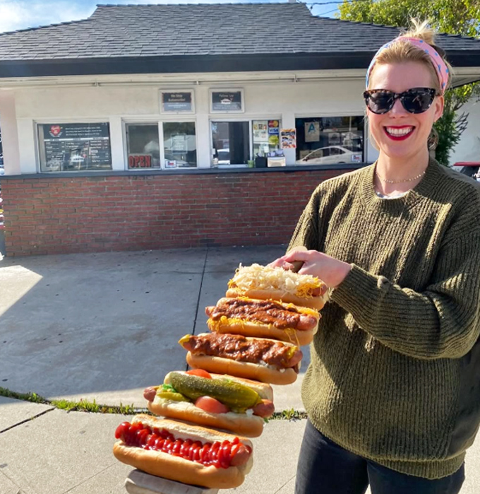Hot dog heaven on display! Five different paths to happiness, each one a unique expression of tubular meat artistry.
