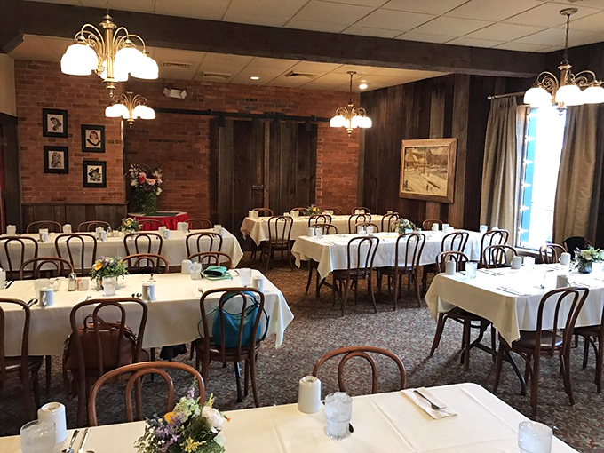The banquet room waits patiently for celebrations, as if to say, "Your birthday cake would look fantastic in here."