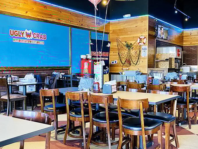 Wooden tables await seafood pilgrims beneath the iconic blue wall &ndash; a church of crustaceans where bibs are the required vestments.