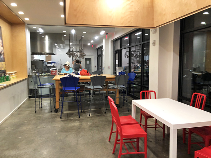 Where ice cream dreams and caffeine streams intersect – the modern, minimalist dining area invites lingering over every spoonful.
