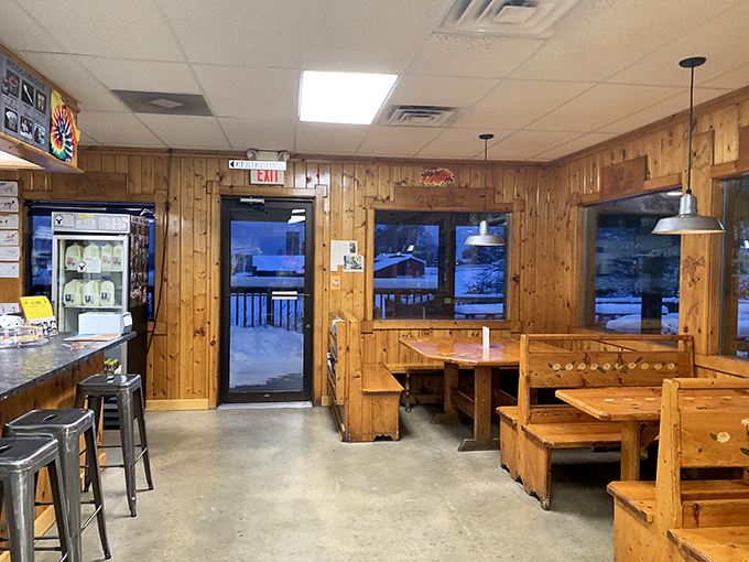 Winter can't stop Michigan's ice cream devotees. The dining area becomes a cozy refuge for those who understand that frozen treats know no season.