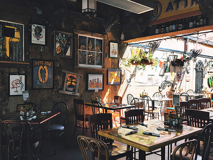 Every surface tells a story in this eclectic dining area where the d&eacute;cor is equal parts funky art gallery and beloved dive bar.