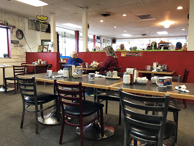 The dining area hums with the symphony of forks against plates and stories being shared across generations. P