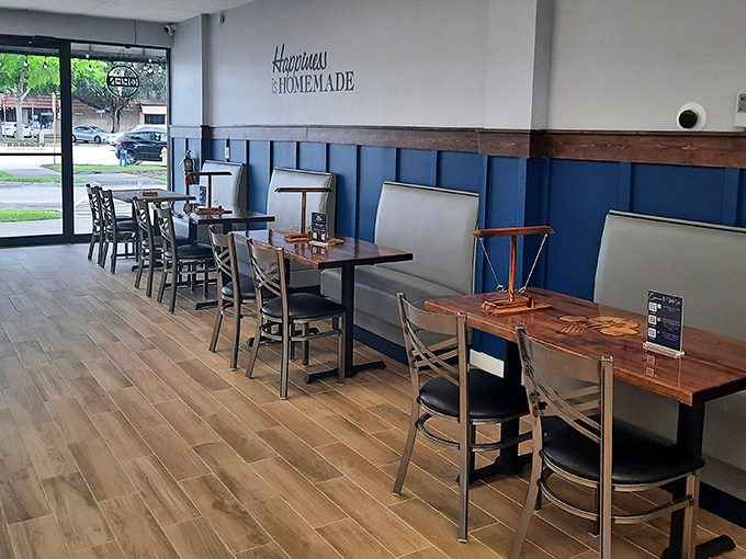 "Happiness is Homemade" isn't just wall decor&mdash;it's the philosophy behind every scoop served in this welcoming space.