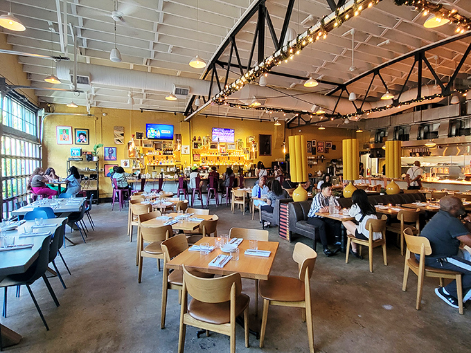 A dining room that feels like it's always been there, welcoming you back rather than meeting you for the first time.