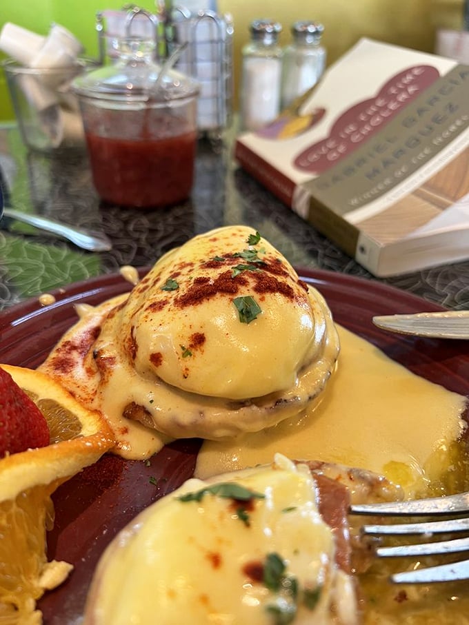 Eggs Benedict isn't just breakfast &ndash; it's performance art. This hollandaise sauce deserves its own standing ovation and possibly a Tony Award.