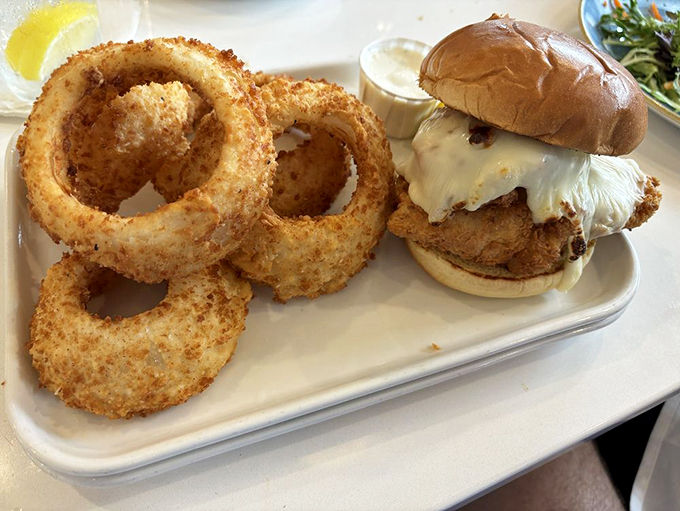 Those onion rings are the backup singers to this fish sandwich's lead vocal &ndash; perfectly crisp, perfectly sized, perfectly everything.