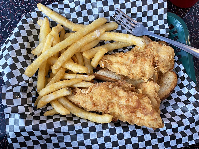 Fish so perfectly golden and crisp it makes you wonder how landlocked Missouri manages such seafood mastery.
