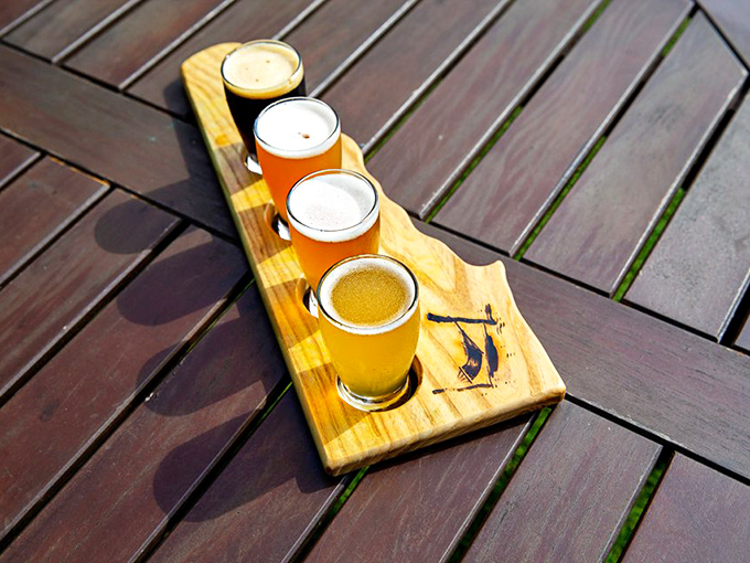 The indecisive person's dream come true: four distinct beer personalities lined up like golden soldiers, each waiting for their moment of glory.