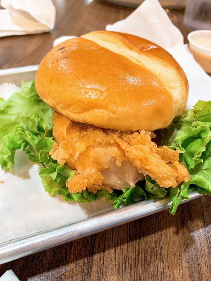 This isn't just a chicken sandwich&mdash;it's a masterclass in crispy, juicy perfection nestled in a pillowy bun with fresh lettuce.