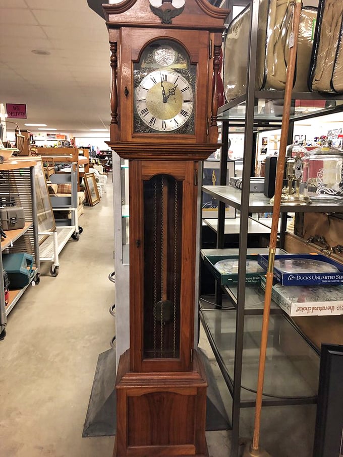 This grandfather clock doesn't just tell time – it's witnessed history. Those hands have circled through wars, peace, and everything between.