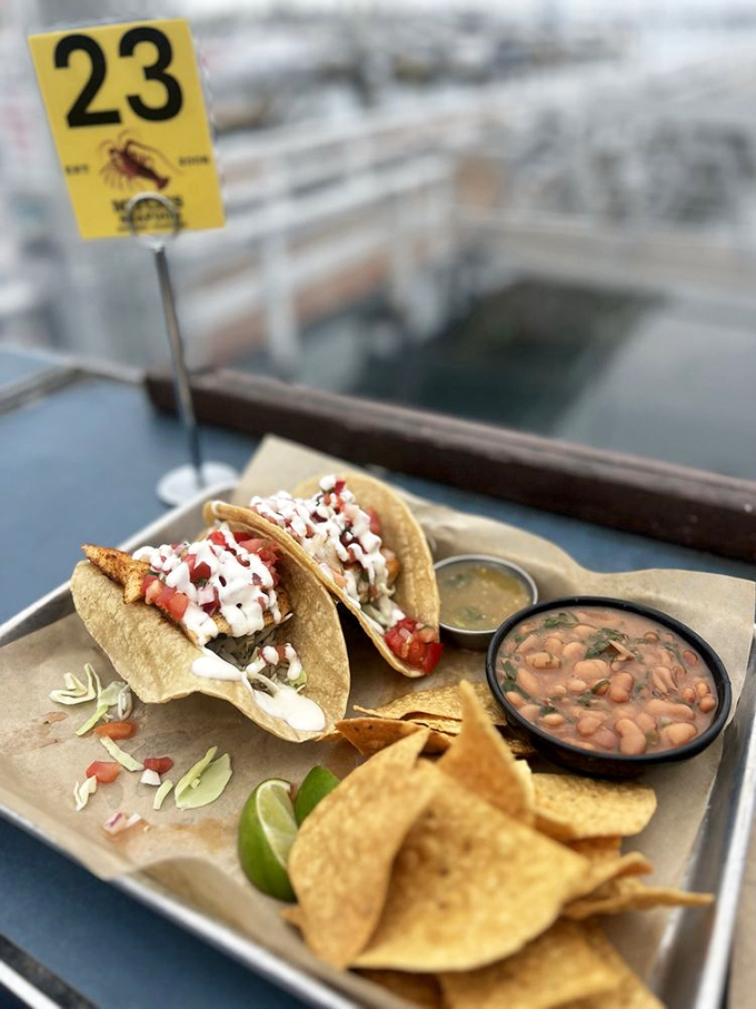 Fish tacos with a view &ndash; the ultimate San Diego experience. These come with a side of harbor scenery that no amount of money can buy.